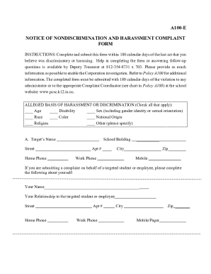 Fillable Online Notice of Nondiscrimination and Harassment Complaint Form Fax Email Print ...