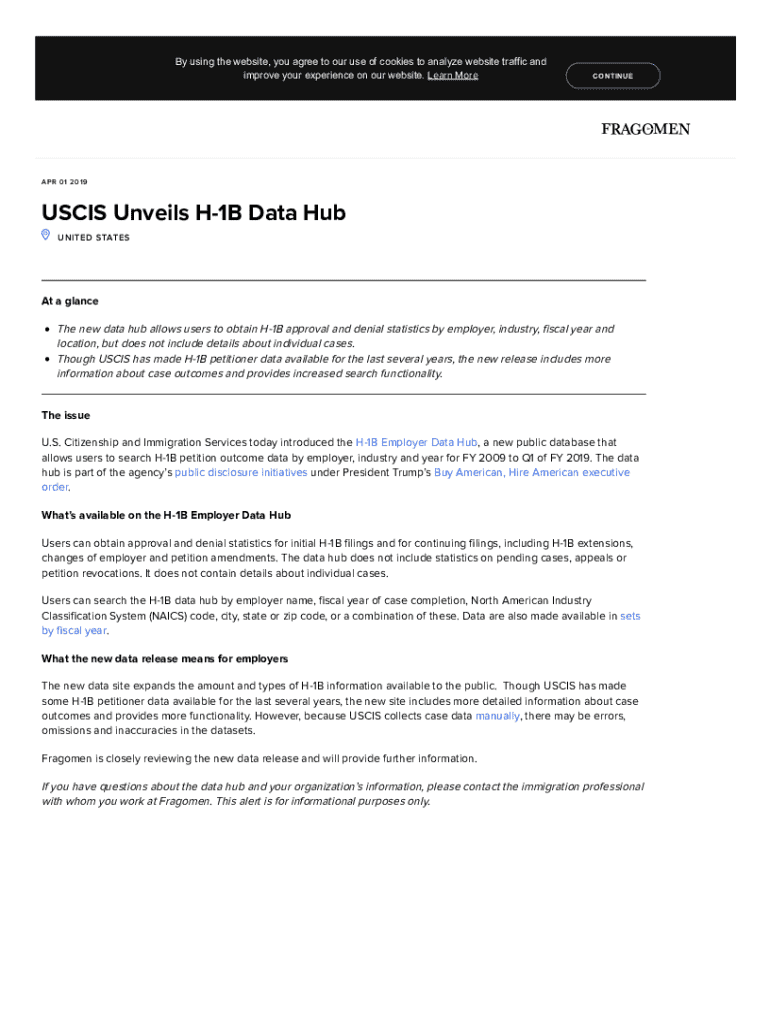 Fillable Online Uscis Unveils H-1b Data Hub Fax Email Print - pdfFiller