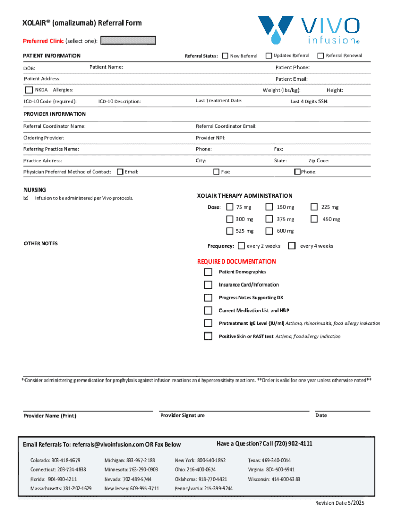 Fillable Online Xolair® Referral Form Fax Email Print - pdfFiller