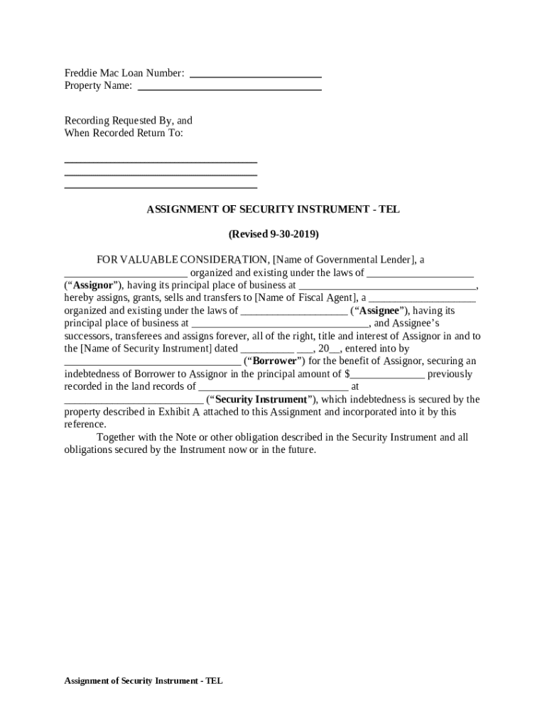 Assignment of Security Instrument Doc Template | pdfFiller