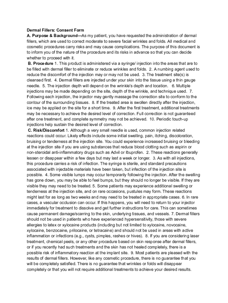Fillable Online Dermal Fillers: Consent Form Fax Email Print - pdfFiller