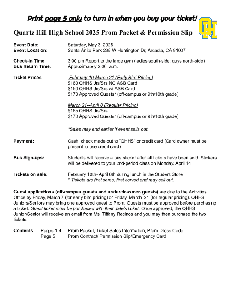 Fillable Online Prom Packet & Permission Slip Fax Email Print - pdfFiller
