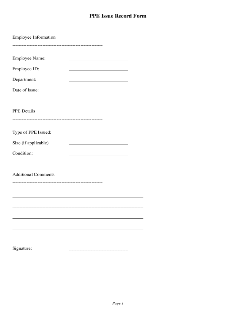 Fillable Online Ppe Issue Record Form Fax Email Print - pdfFiller