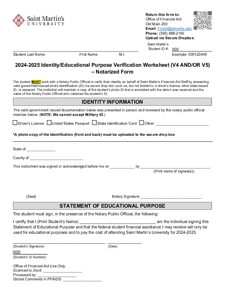 Fillable Online Identity/educational Purpose Verification Worksheet Fax Email Print - pdfFiller