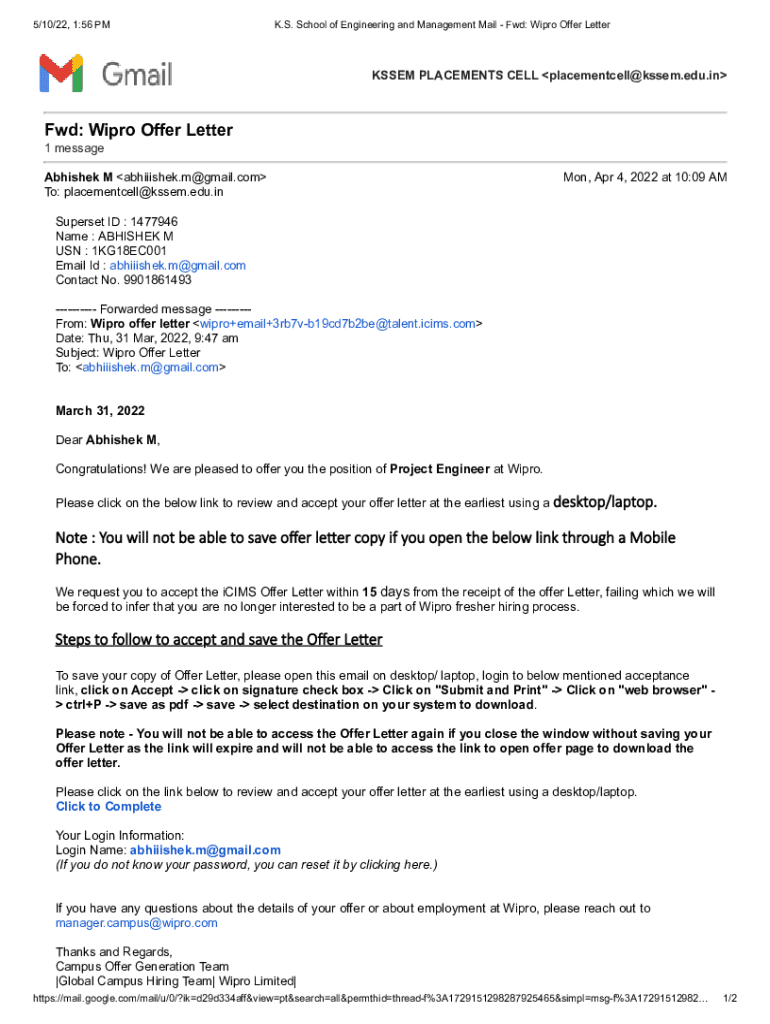 Fillable Online Employment Offer Letters Fax Email Print - pdfFiller