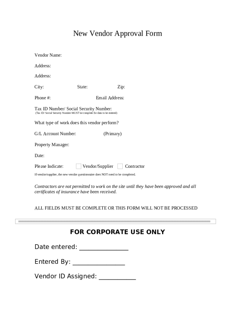 New Vendor Approval Doc Template | pdfFiller