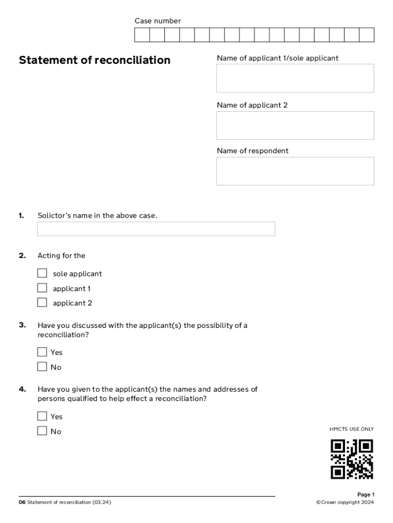 Fillable Online Statement of Reconciliation Fax Email Print - pdfFiller