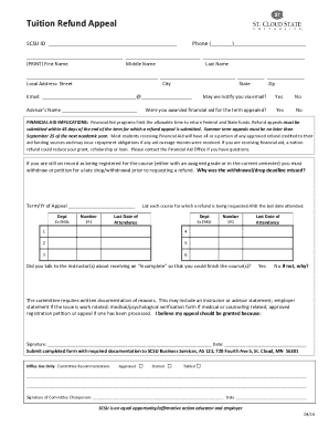 Fillable Online Tuition Refund Appeal Fax Email Print - pdfFiller