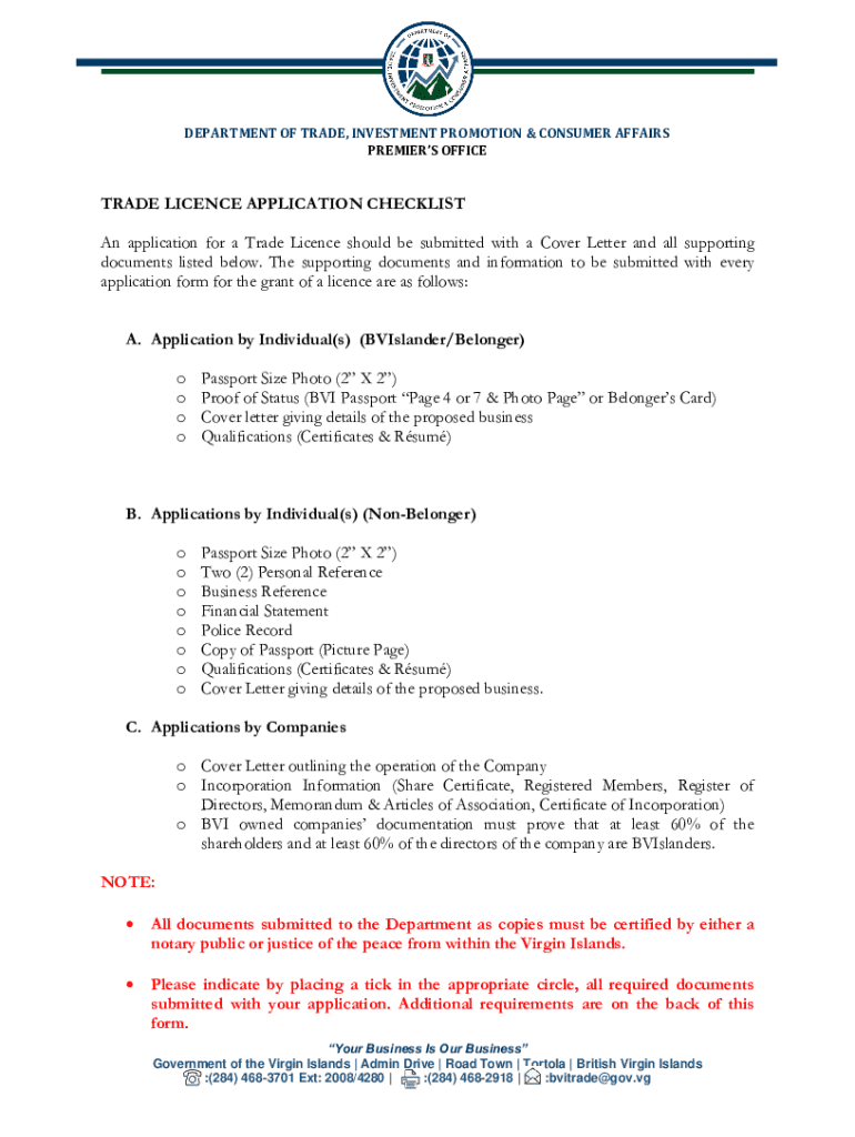 Trade Licence Application Checklist: Fill out & sign online | DocHub