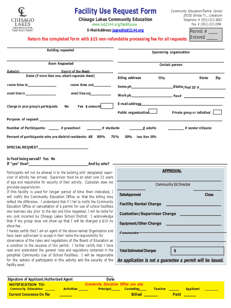 Fillable Online Facility Use Request Form Fax Email Print - pdfFiller