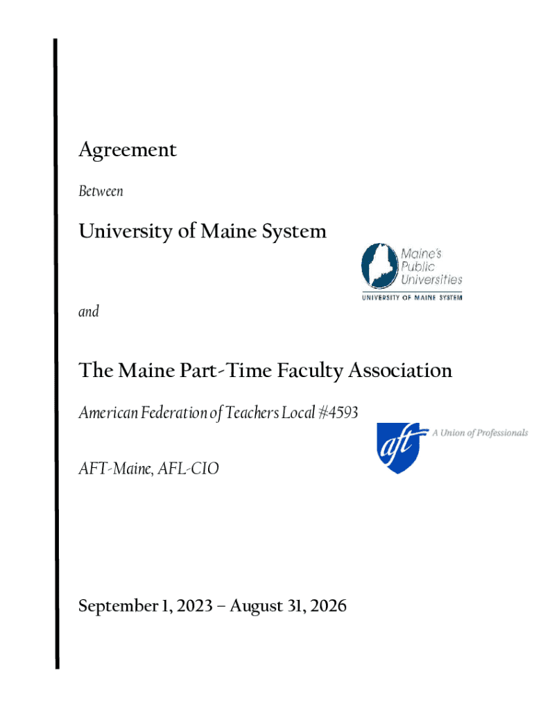 Fillable Online Agreement Between University of Maine System and Maine Part-time Faculty ...