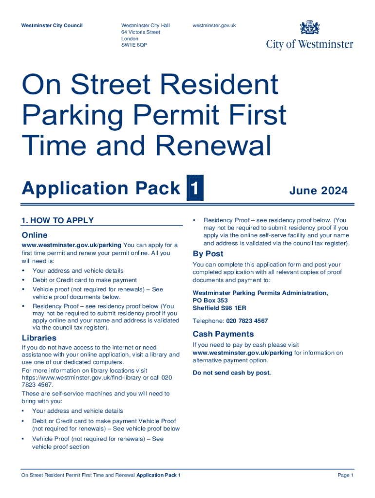 Fillable Online on Street Resident Parking Permit Application Fax Email ...
