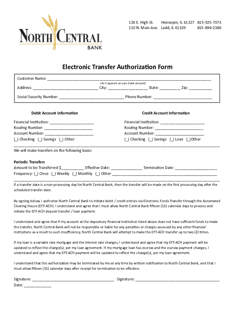 Fillable Online Electronic Transfer Authorization Fax Email Print - pdfFiller