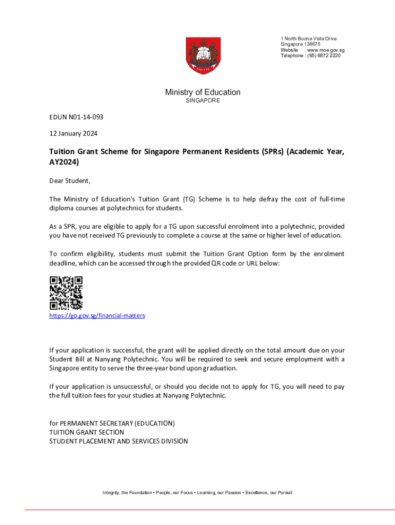 Fillable Online Tuition Grant Application for Singapore Permanent ...