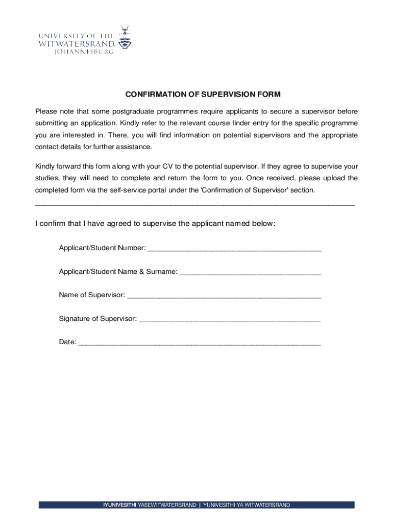 Fillable Online Confirmation of Supervision Fax Email Print - pdfFiller