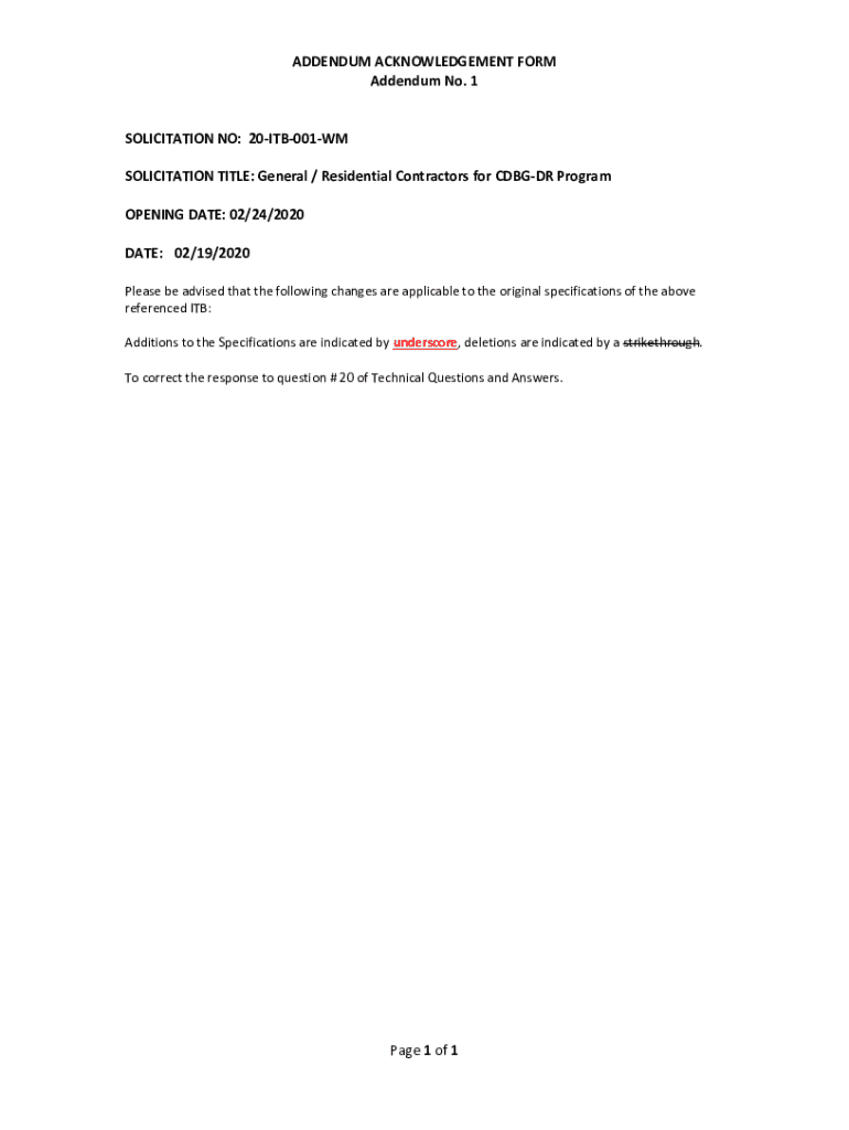 Fillable Online Addendum No. 1 Fax Email Print - pdfFiller