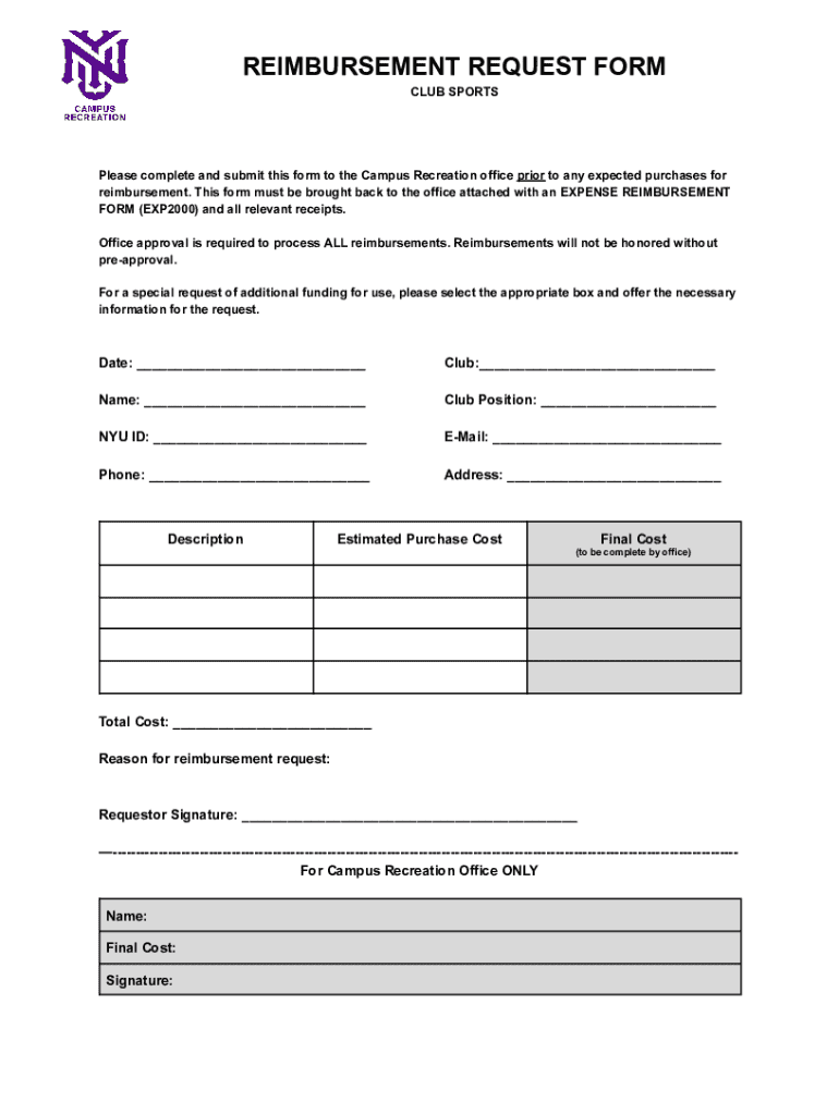 Fillable Online Club Sports Fax Email Print - pdfFiller