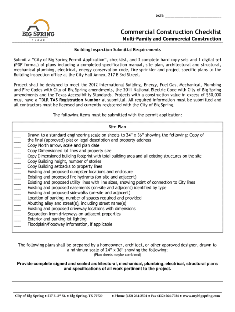 Fillable Online Commercial Construction Checklist Fax Email Print ...