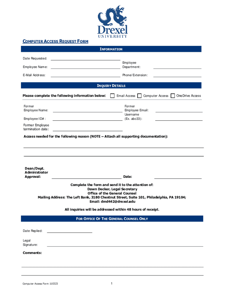 Fillable Online Computer Access Request Fax Email Print - pdfFiller