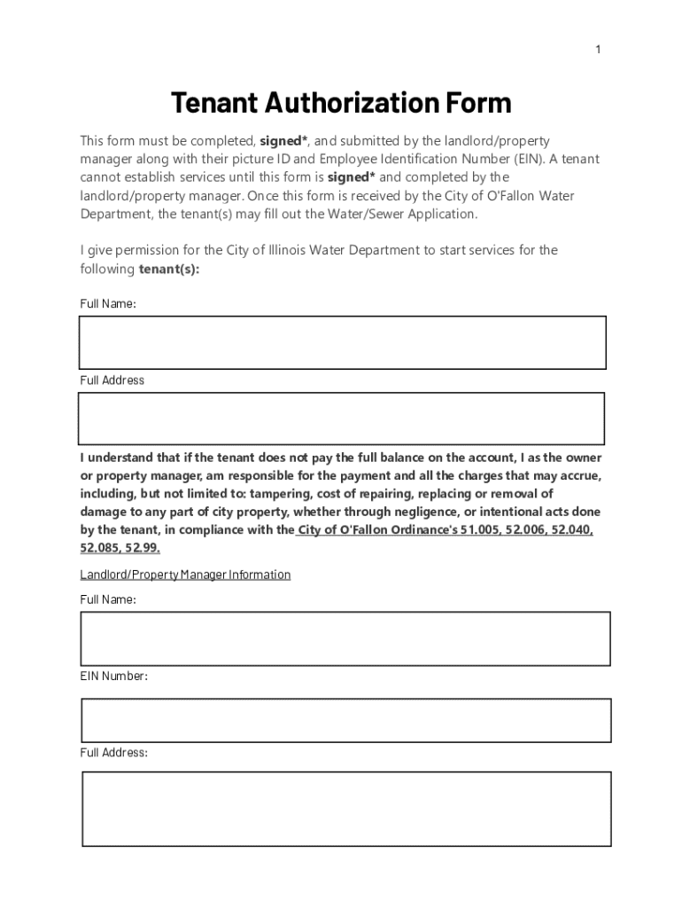 Fillable Online Tenant Authorization Form Fax Email Print - pdfFiller