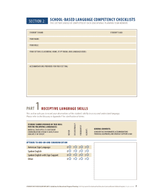 Fillable Online Language Competency Checklist for Students Fax Email ...