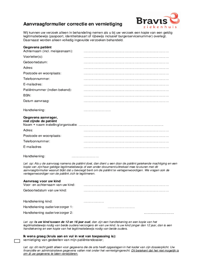 In te vullen online Aanvraagformulier Correctie En Vernietiging Fax ...