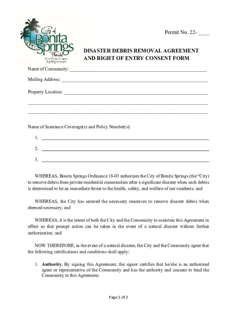 Fillable Online Disaster Debris Removal Agreement Fax Email Print - pdfFiller