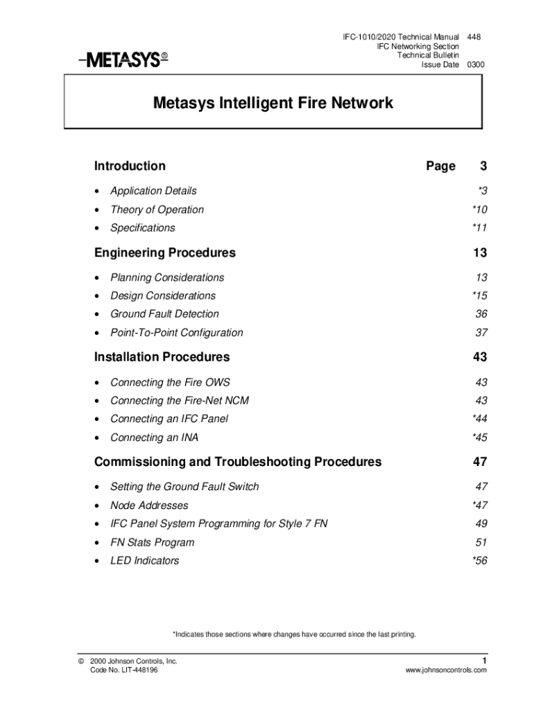 Fillable Online Ifc Networking - Metasys Intelligent Fire Network Fax Email Print - pdfFiller