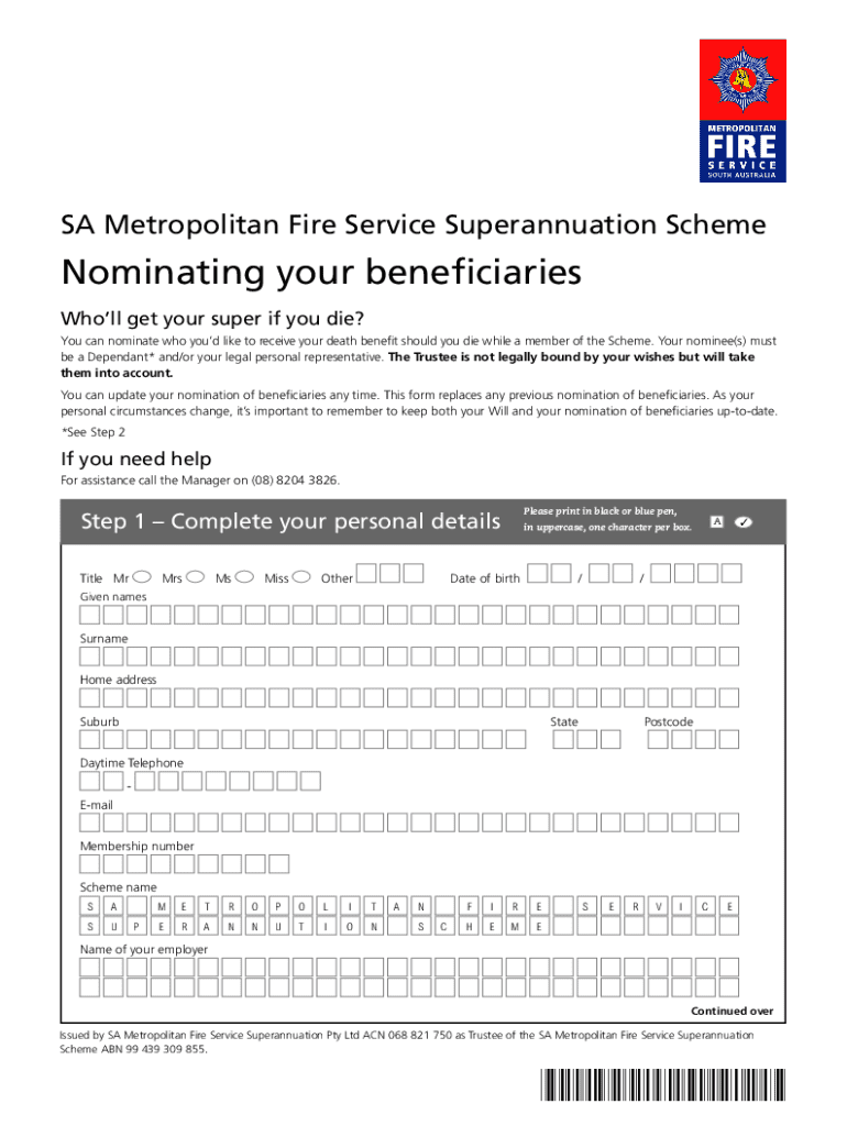 Fillable Online Nominating Your Beneficiaries Fax Email Print - pdfFiller