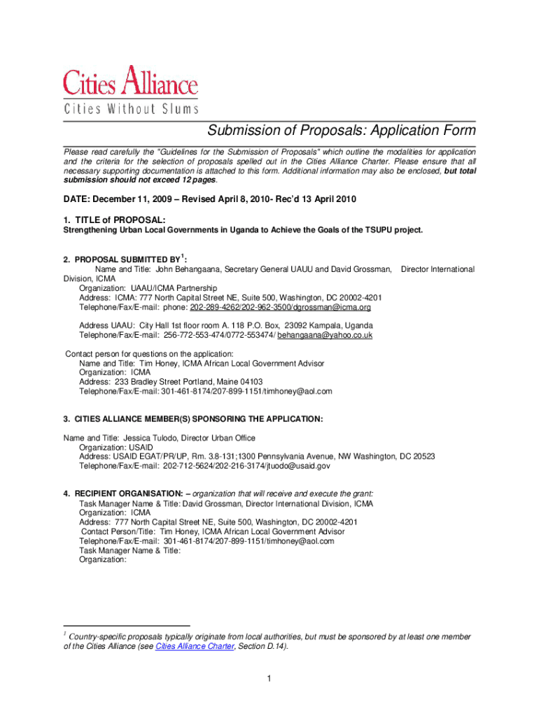 Fillable Online Submission of Proposals Fax Email Print - pdfFiller