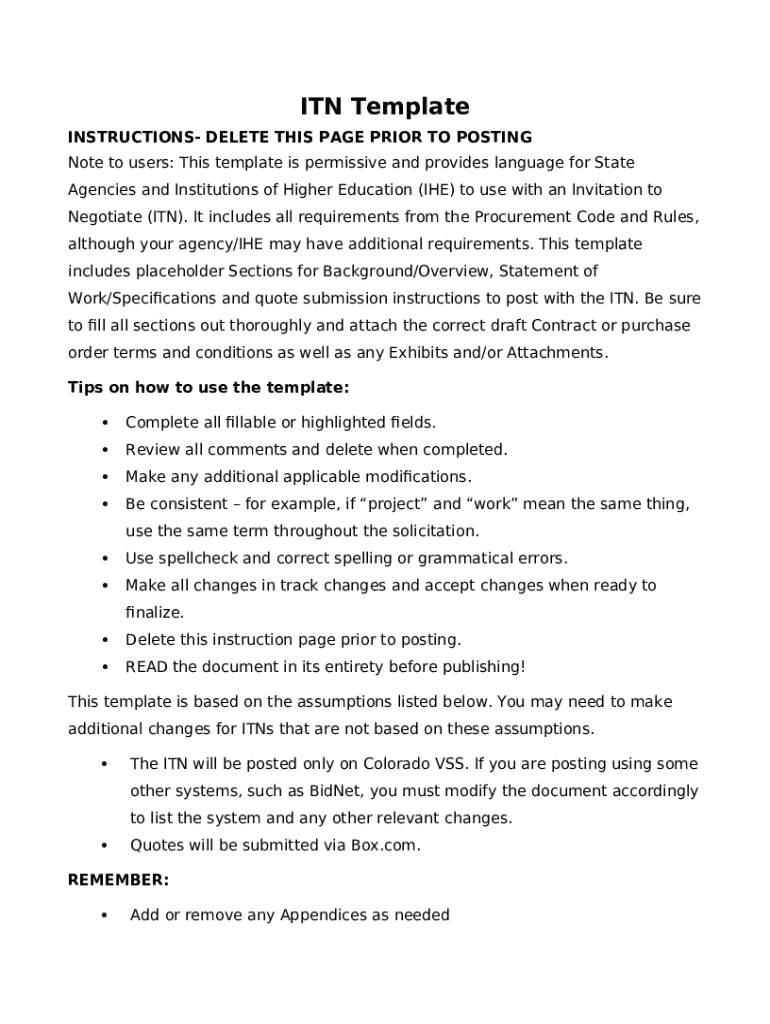Itn Template Doc Template | pdfFiller