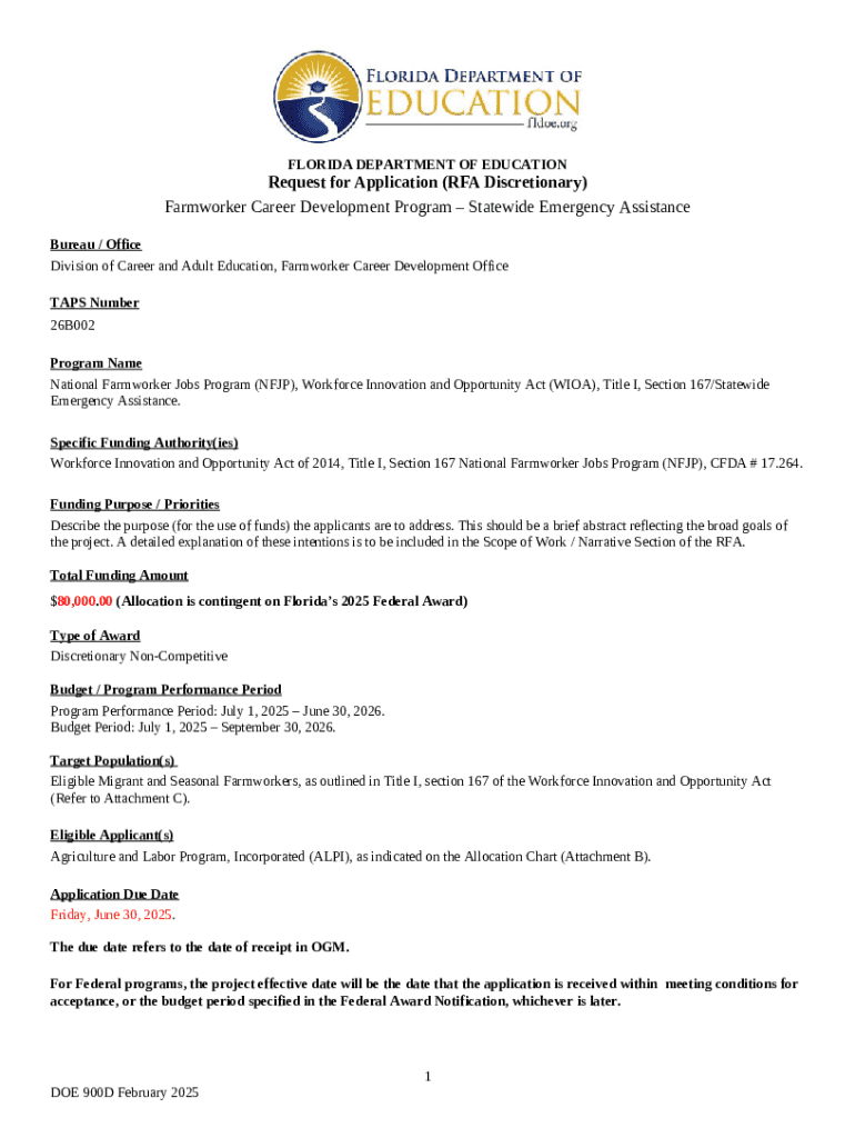 Request for Application (rfa Discretionary) Doc Template | pdfFiller