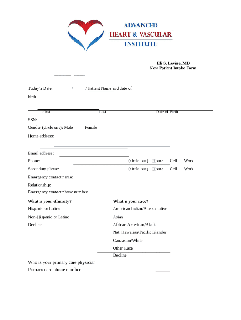 New Patient Intake Doc Template | pdfFiller
