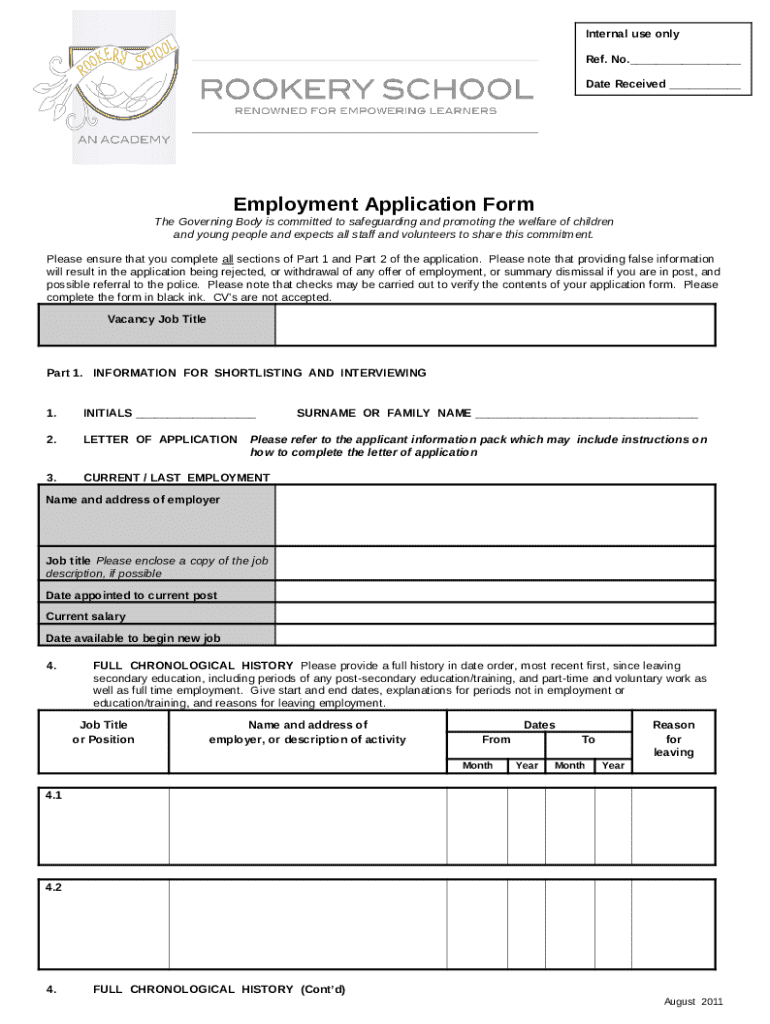 Employment Application Doc Template | pdfFiller