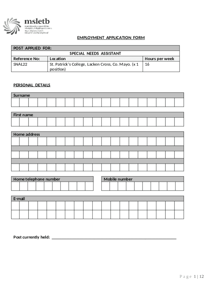 Employment Application Doc Template | pdfFiller