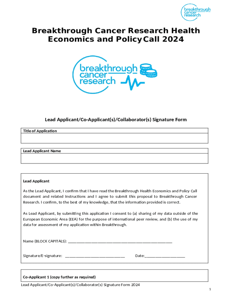 Lead Applicant/co-applicant(s)/collaborator(s) Signature Doc Template ...