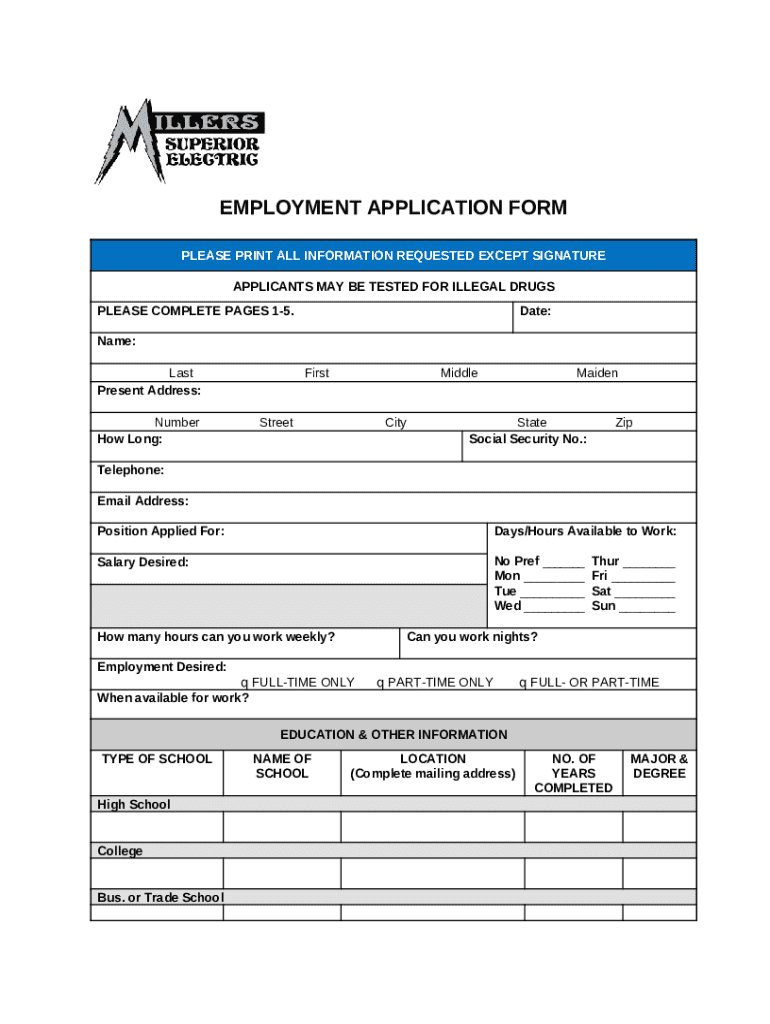 Employment Application Doc Template | pdfFiller
