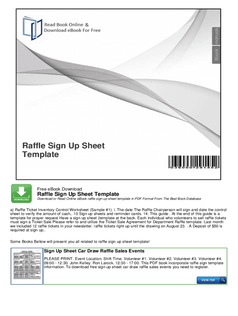 Fillable Online Raffle Sign up Sheet Template Fax Email Print - pdfFiller