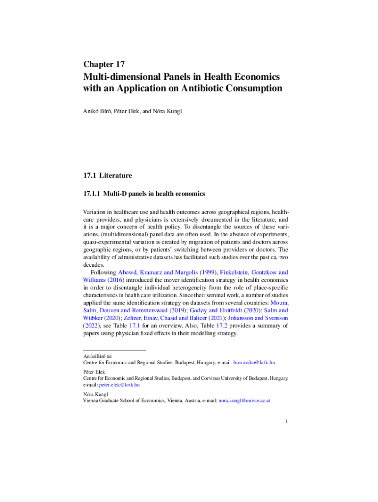 Fillable Online Multi-dimensional Panels in Health Economics Fax Email Print - pdfFiller