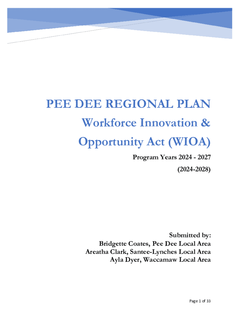 Fillable Online Workforce Innovation & Opportunity Act (wioa) Regional Plan Fax Email Print ...