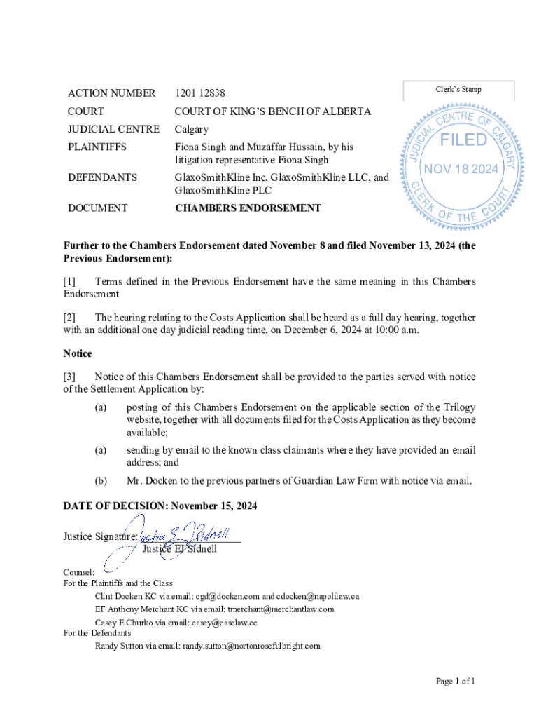 Fillable Online Chambers Endorsement Fax Email Print - pdfFiller