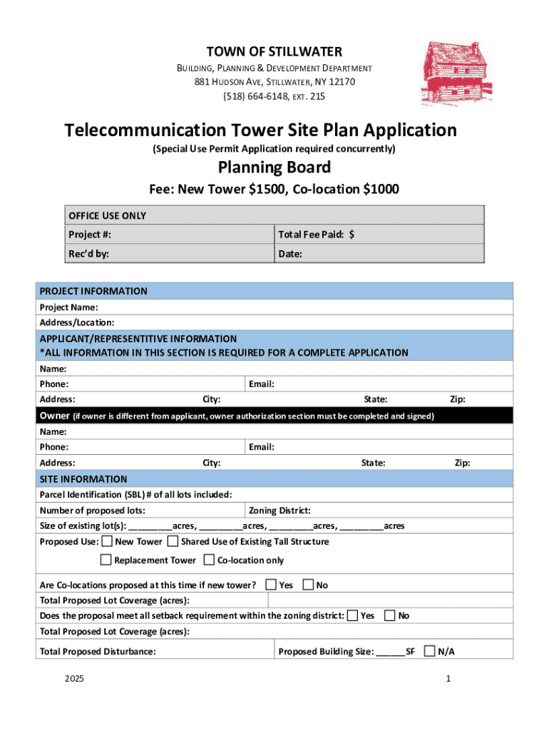 Fillable Online Telecommunication Tower Site Plan Application Fax Email Print - pdfFiller