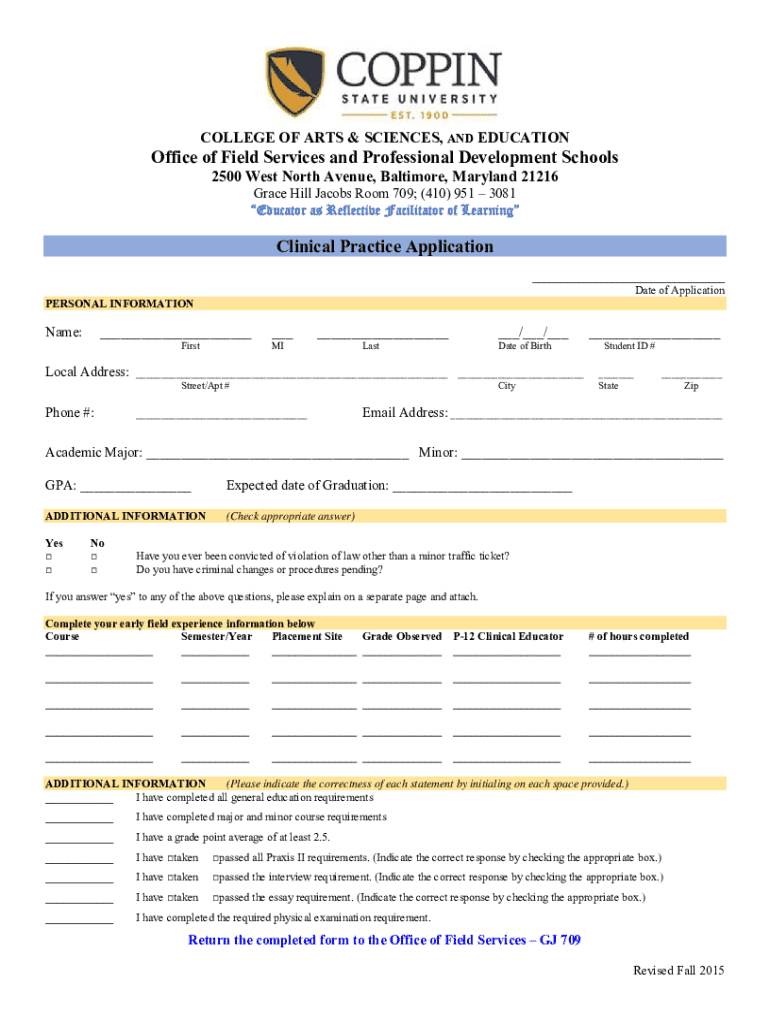Fillable Online Clinical Practice Application Fax Email Print - pdfFiller