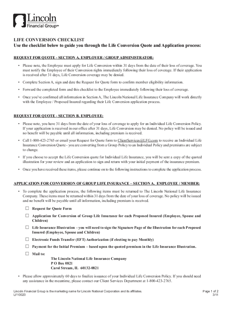 Fillable Online Life Conversion Quote and Application Process Fax Email Print - pdfFiller