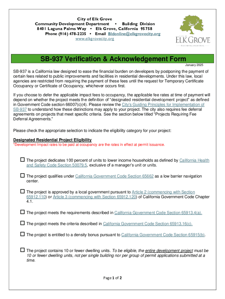Fillable Online Sb-937 Verification & Acknowledgement Form Fax Email Print - pdfFiller