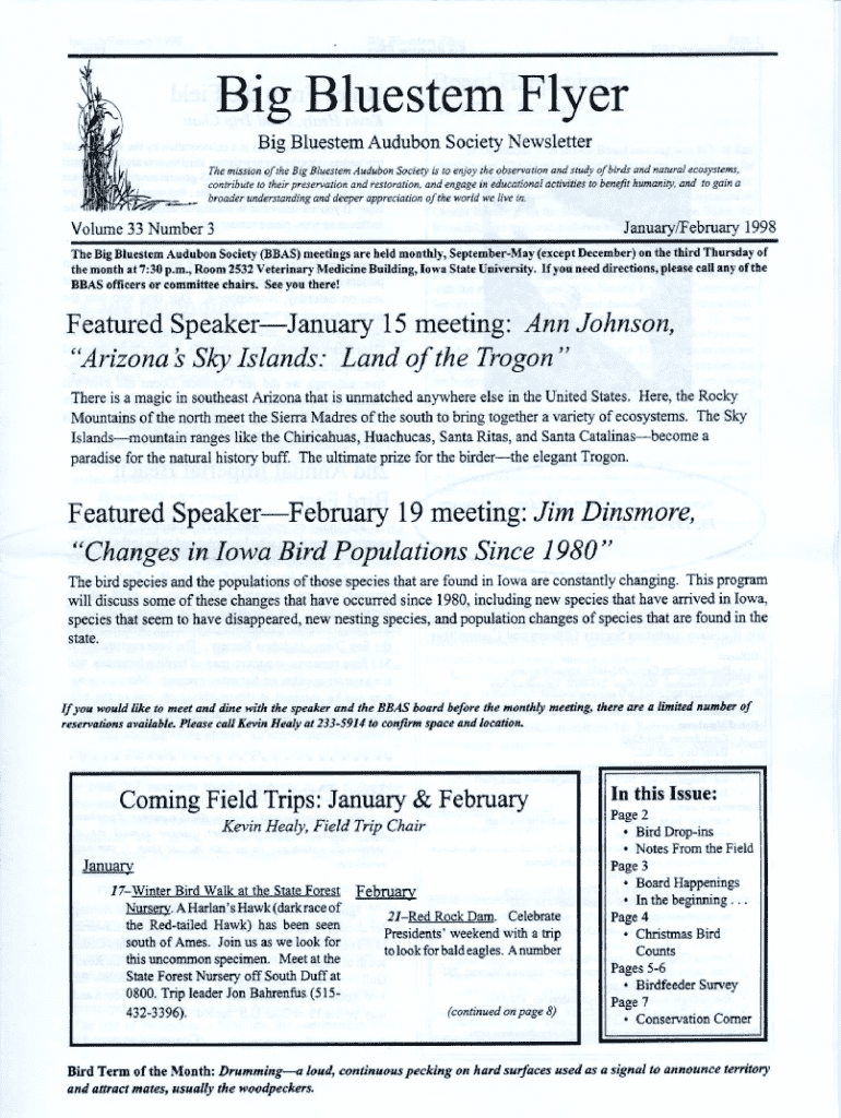 Fillable Online Big Bluestem Audubon Society Newsletter Fax Email Print - pdfFiller