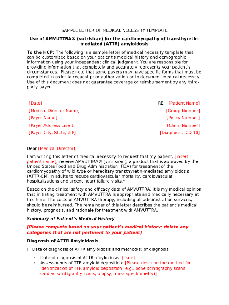 Sample Letter of Medical Necessity Template Doc Template | pdfFiller
