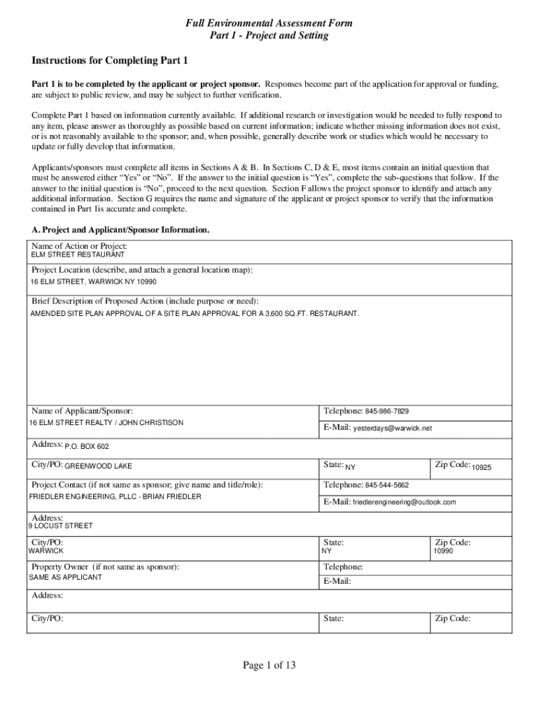 Fillable Online Full Environmental Assessment Form Fax Email Print ...