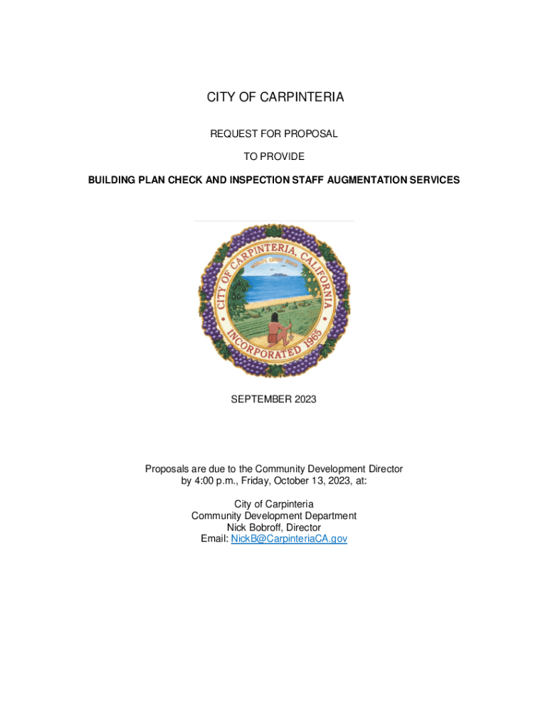 Fillable Online City of Carpinteria: Request for Proposal Fax Email ...