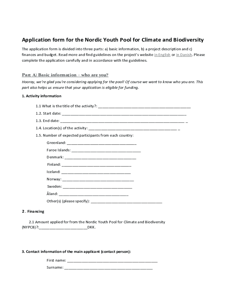 Fillable Online Application for Nordic Youth Pool Fax Email Print - pdfFiller